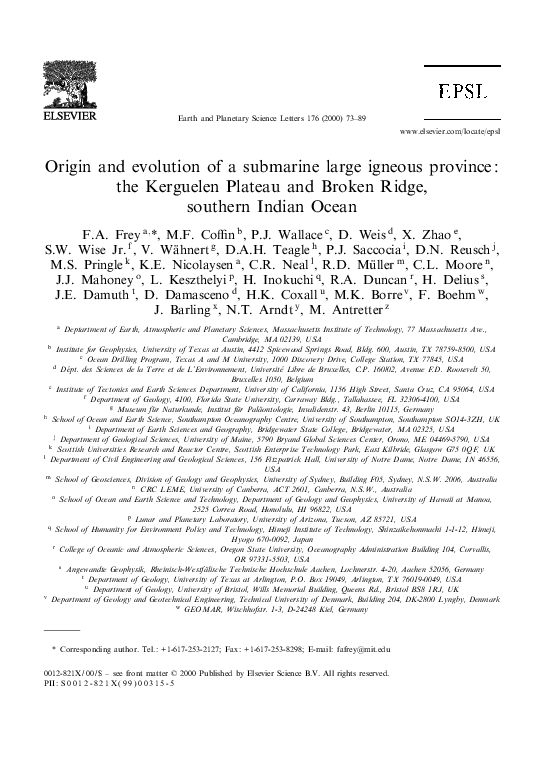 (PDF) Origin and Evolution of a Submarine Large Igneous Province: the ...