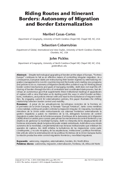 (PDF) Riding Routes and Itinerant Borders: Autonomy of Migration and ...