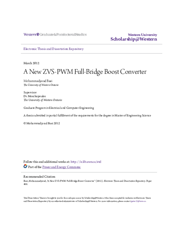 (PDF) A New ZVS-PWM Full-Bridge Boost Converter