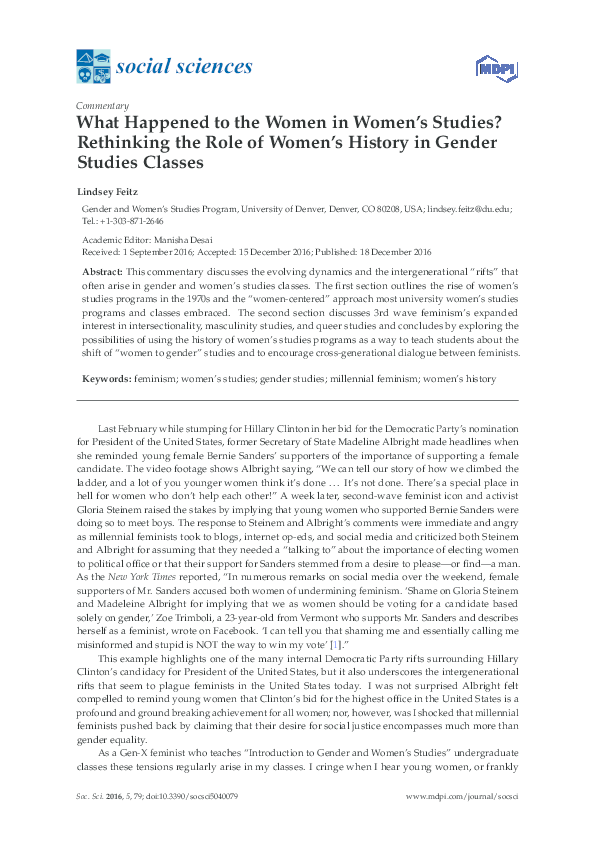 (PDF) What Happened to the Women in Women's Studies? Rethinking the ...