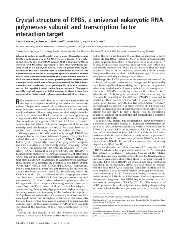 (PDF) RNA polymerase I–specific subunits promote polymerase clustering ...