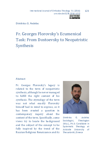 (PDF) "Fr. Georges Florovsky´s Ecumenical Task: From Dostoevsky to ...