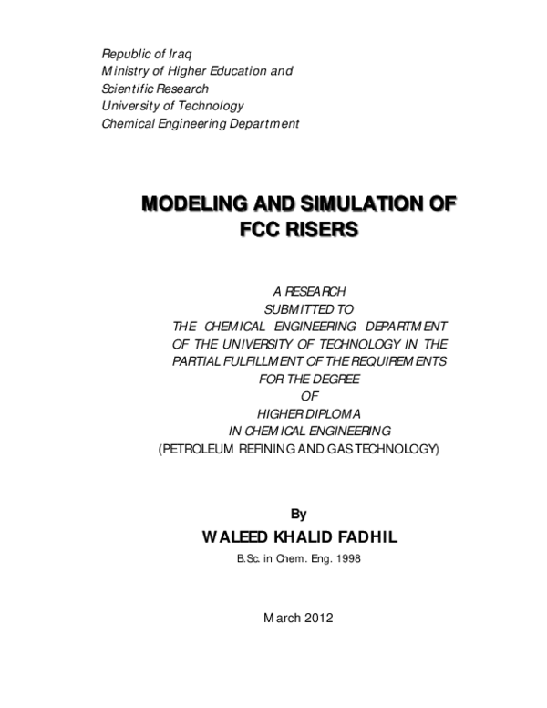 (PDF) MODELING AND SIMULATION OF FCC RISERS