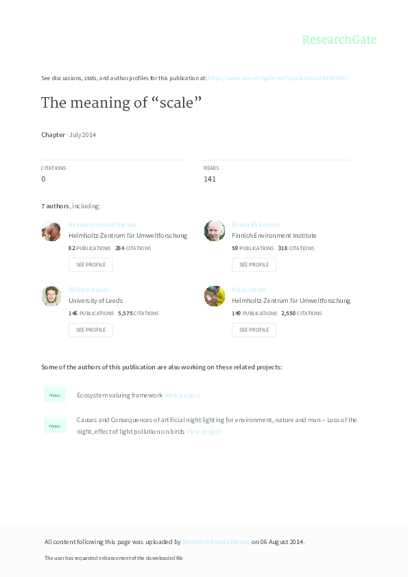 (PDF) The meaning of “scale”