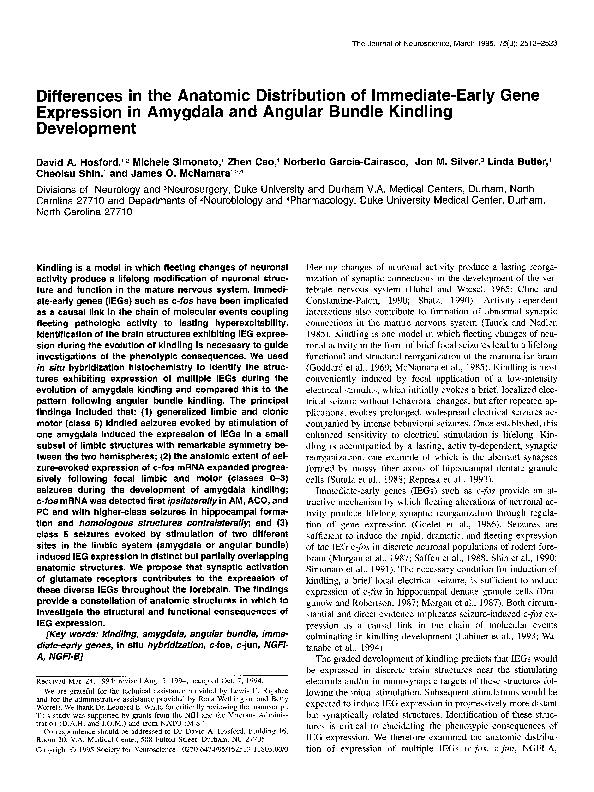(PDF) Expression in Amygdala and Angular Bundle Kindling Development