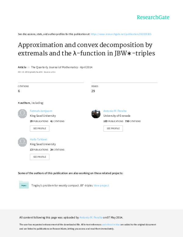 (PDF) Approximation and Convex Decomposition by Extremals and the ...