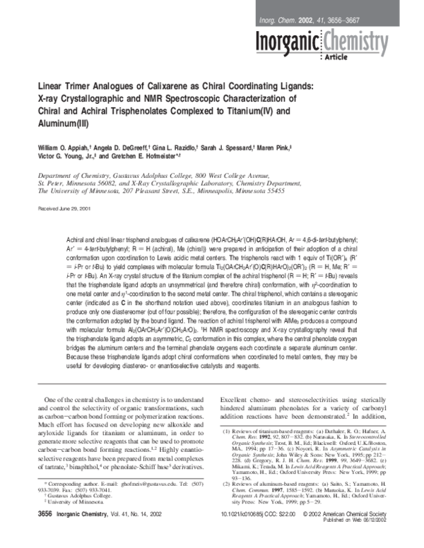 (PDF) Linear Trimer Analogues of Calixarene as Chiral Coordinating ...