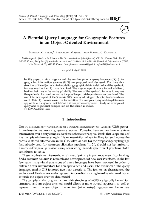 (PDF) A pictorial query language for geographic features in an object-oriented environment