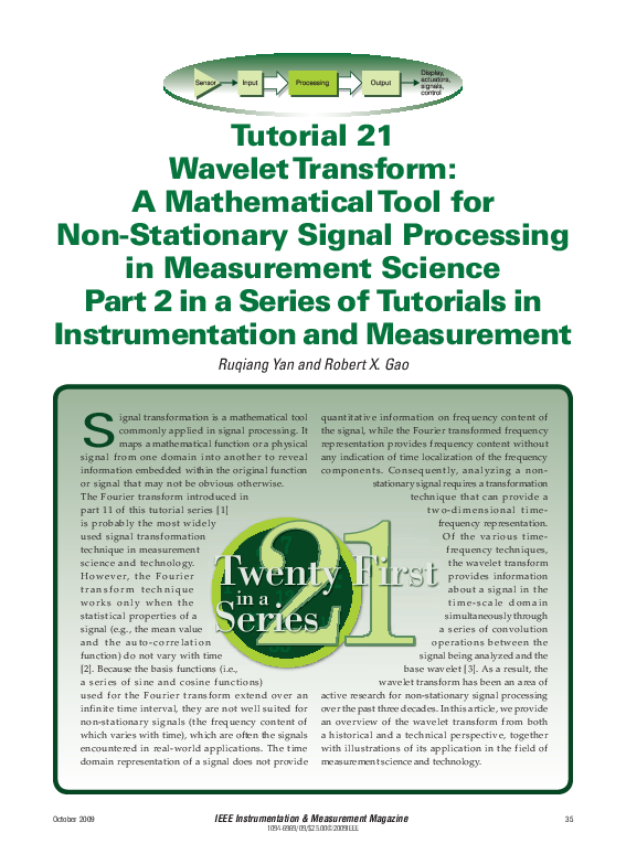 (PDF) Tutorial 21 wavelet transform: a mathematical tool for non ...