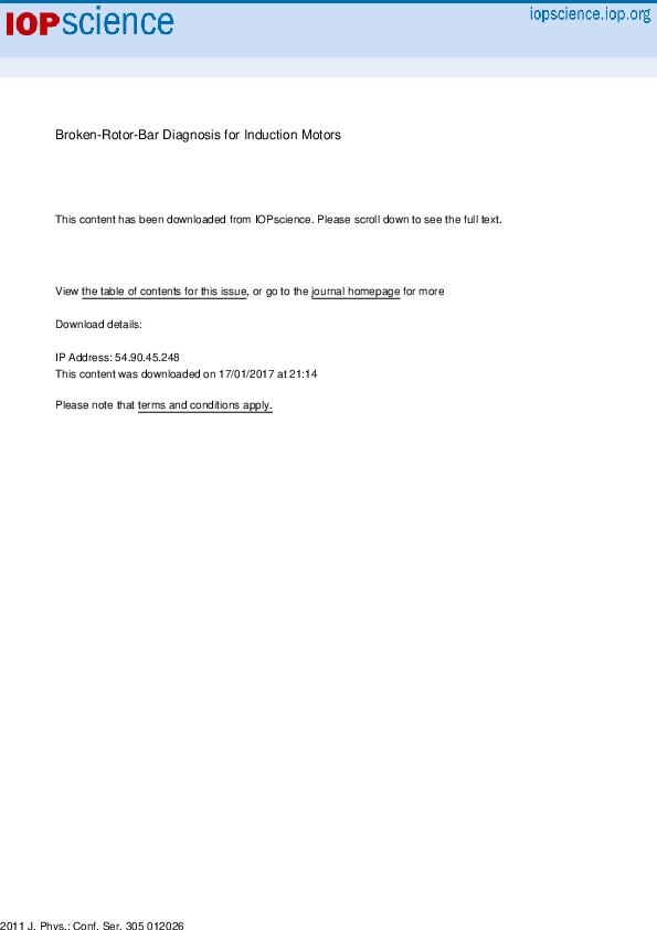 Pdf Broken Rotor Bar Diagnosis For Induction Motors