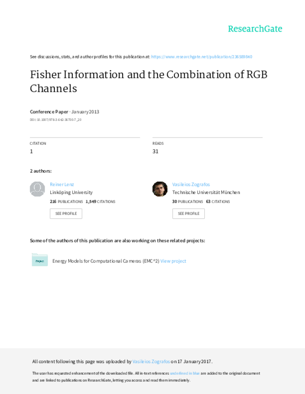 (PDF) Fisher Information and the Combination of RGB Channels