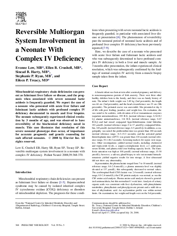 (PDF) Reversible Multiorgan System Involvement in a Neonate With ...