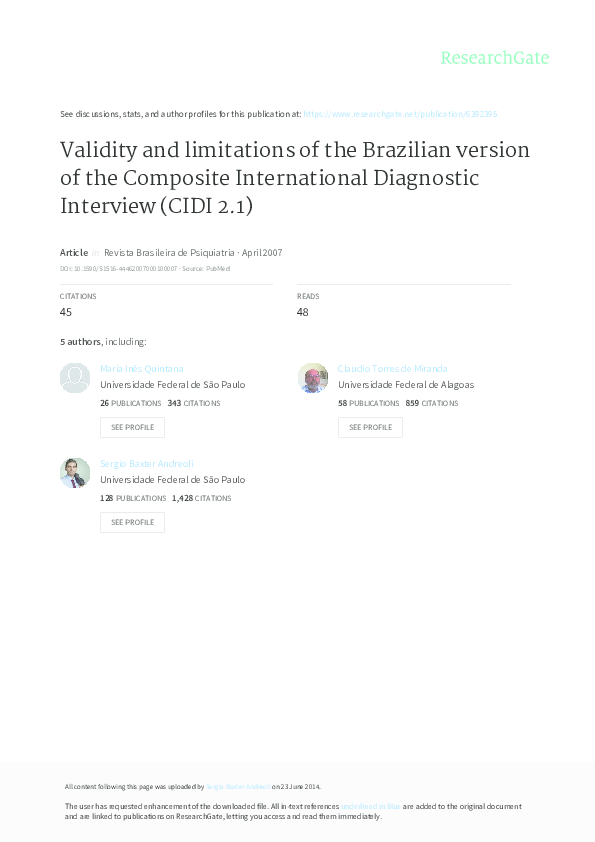 (PDF) Validity and limitations of the Brazilian version of the ...