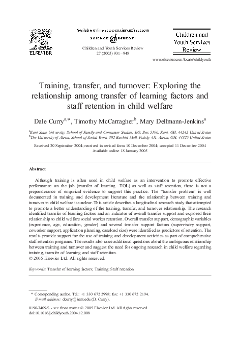 (PDF) Training, transfer, and turnover: Exploring the relationship ...