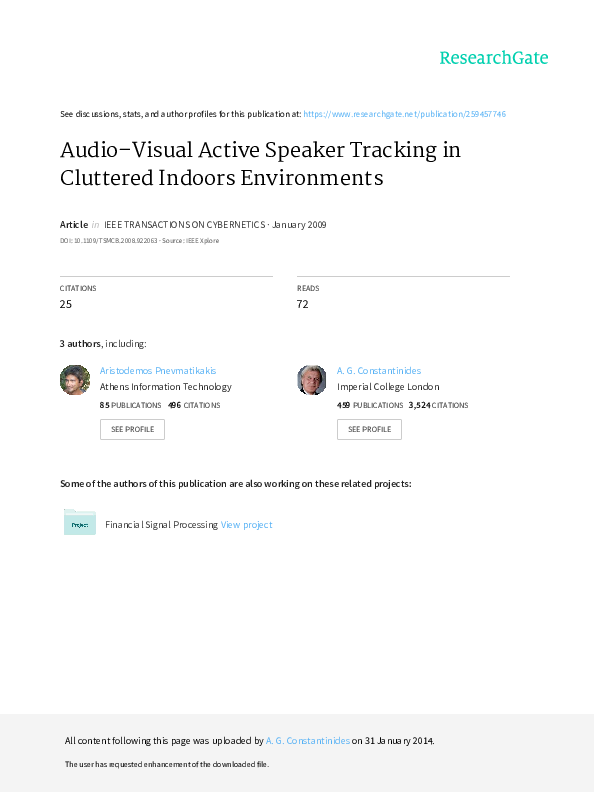 (PDF) Audio Visual Active Speaker Tracking In Cluttered Indoors Environments