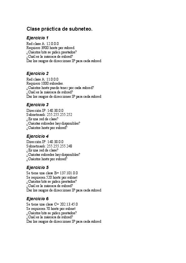(DOC) Practicas de subneteo