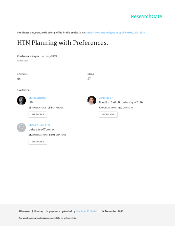 (PDF) HTN planning with preferences