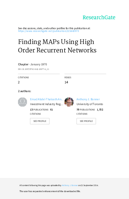 Pdf Finding Maps Using High Order Recurrent Networks