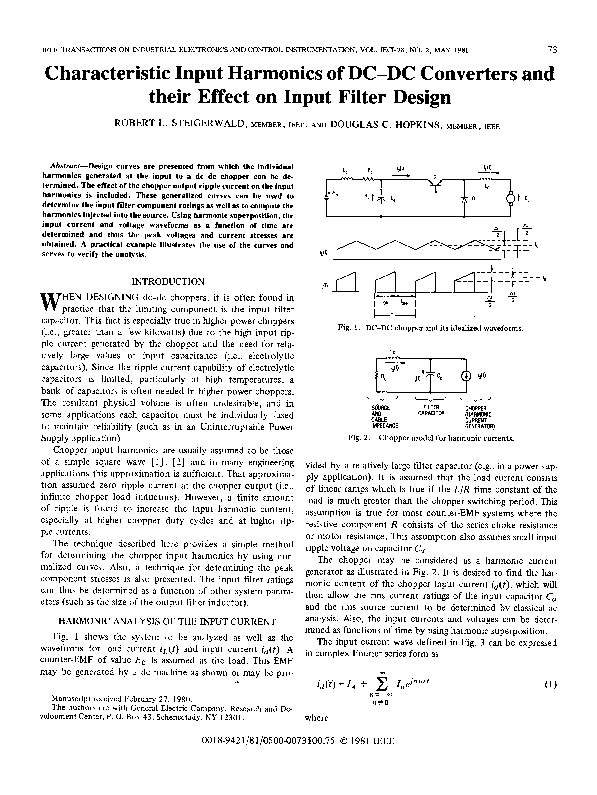 (PDF) Characteristic Input Harmonics of Dc-Dc Converters and Their ...