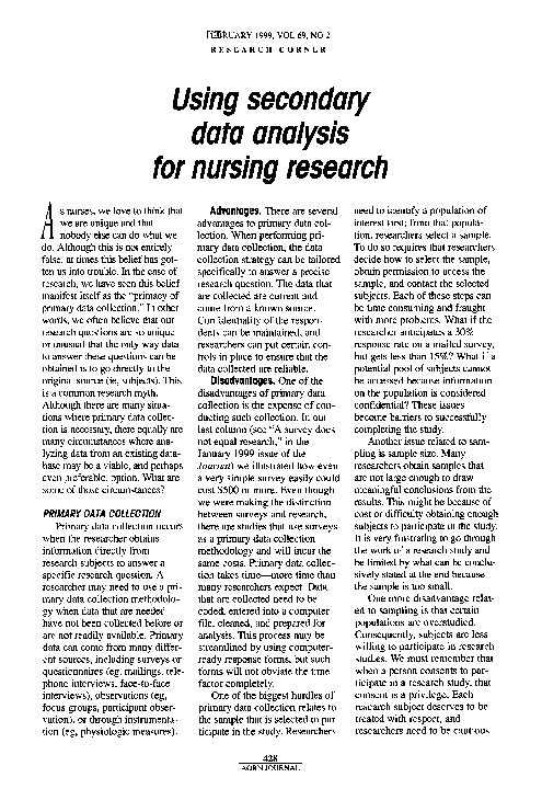 (PDF) Using Secondary Data Analysis for Nursing Research.