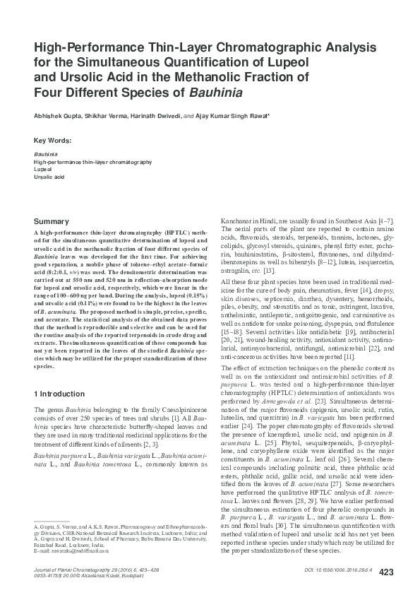 (PDF) High-Performance Thin-Layer Chromatographic Analysis for the Simultaneous Quantification ...