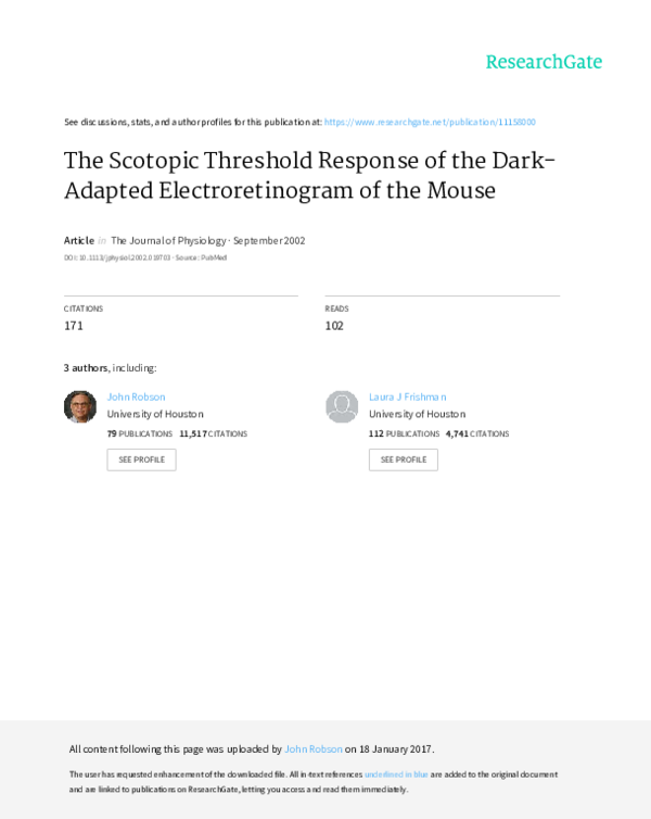 (PDF) The Scotopic Threshold Response of the Dark-Adapted ...