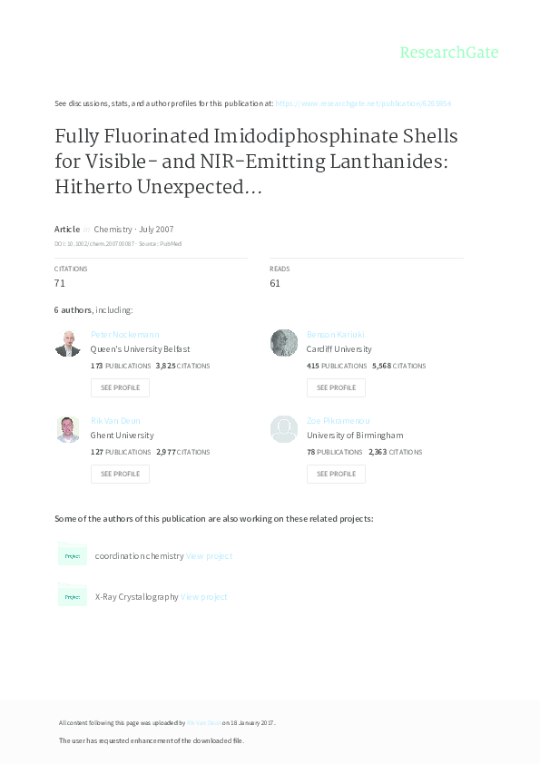(PDF) Fully Fluorinated Imidodiphosphinate Shells for Visible‐and NIR ...