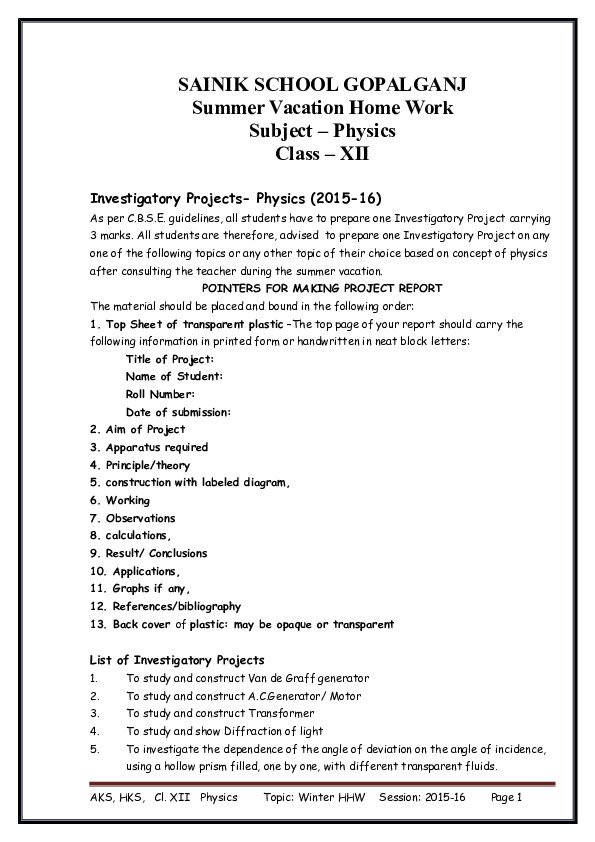 investigatory project in physics for class 12 cbse pdf