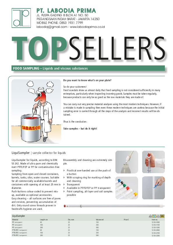 (PDF) Topsellers liquid sampling food labodia