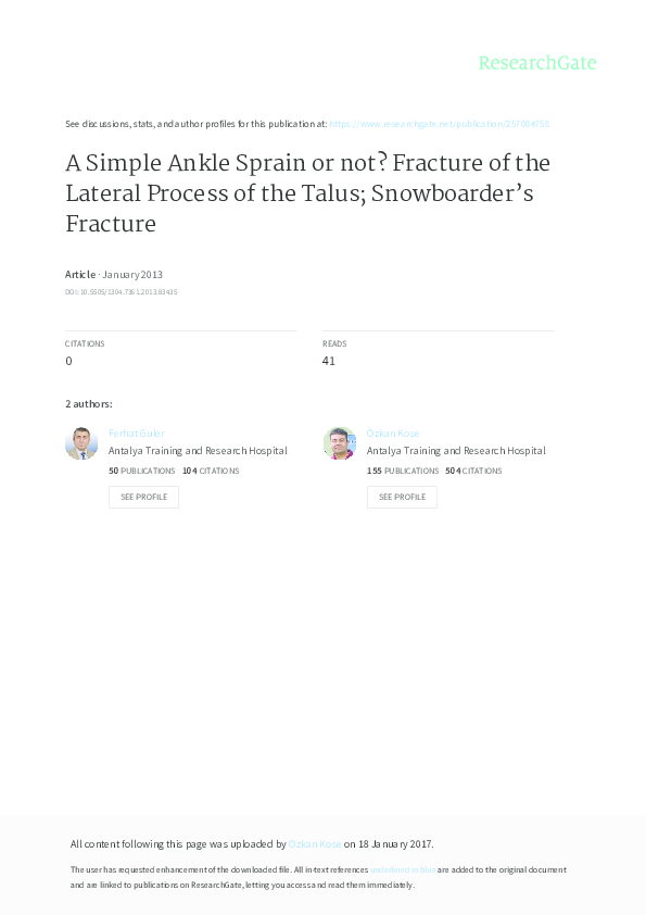 (PDF) A simple ankle sprain or not? Fracture of the lateral process of ...