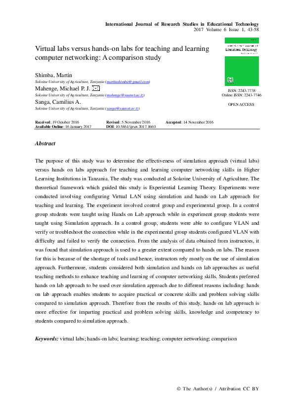(PDF) Virtual labs versus hands-on labs for teaching and learning computer networking: A ...