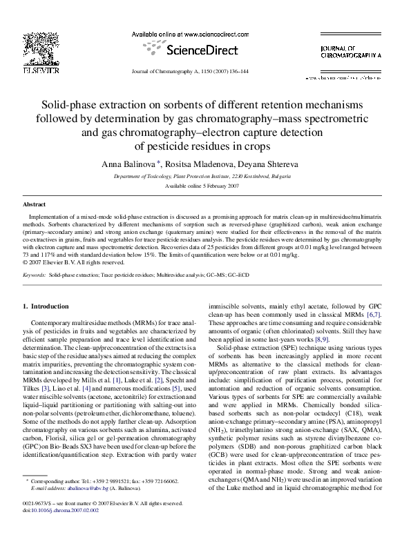 (PDF) Solid-Phase Extraction on Sorbents of Different Retention ...
