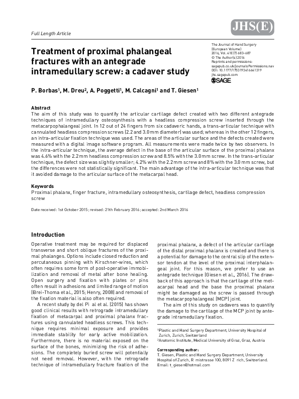 (PDF) Comparison of treatment of oblique and spiral metacarpal and phalangeal fractures with ...
