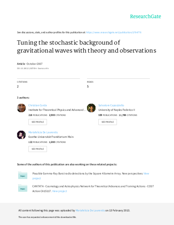 Pdf Tuning The Stochastic Background Of Gravitational Waves With Theory And Observations