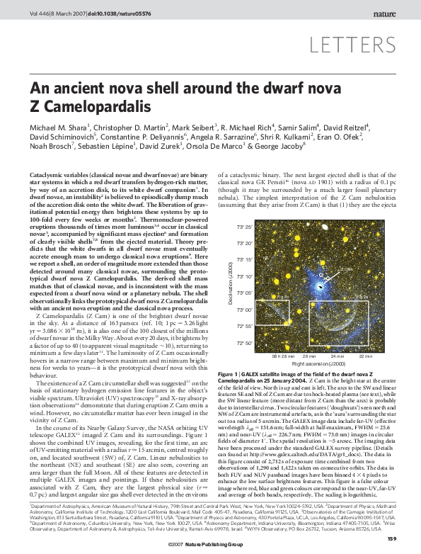 (PDF) An Ancient Nova Shell Around the Dwarf Nova Z Camelopardalis