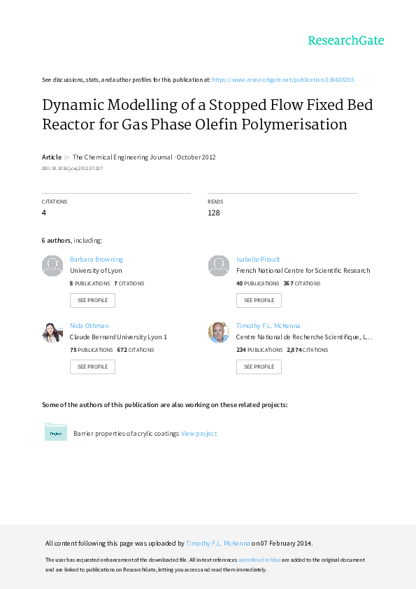 (PDF) Dynamic modelling of a stopped flow fixed bed reactor for gas ...