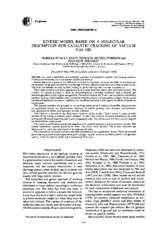 (PDF) Kinetic model based on a molecular description for catalytic ...