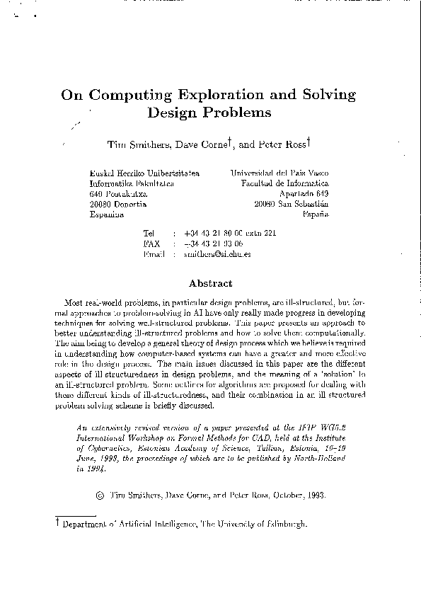 (PDF) On Computing Exploration and Solving Design Problems
