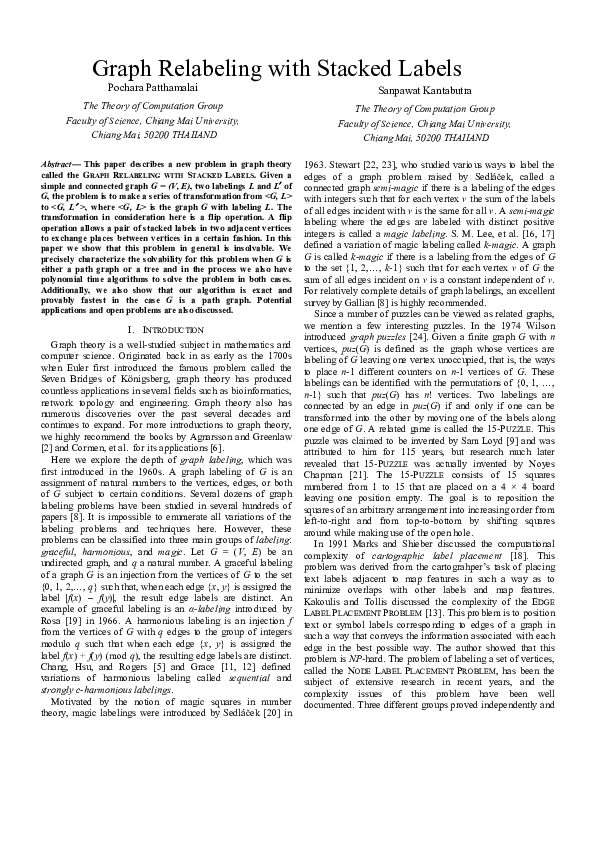 (PDF) Graph relabeling with stacked labels