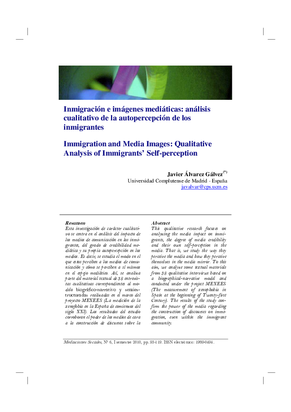 (PDF) Inmigración e imágenes mediáticas: análisis cualitativo de la ...