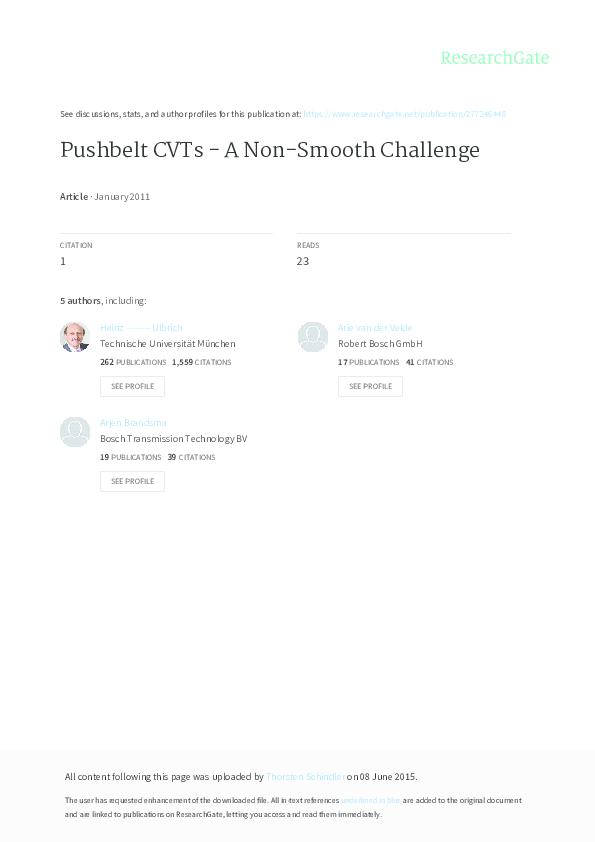 (PDF) Pushbelt CVTs - A Non-Smooth Challenge