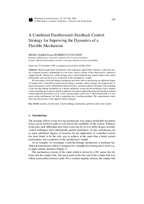 (PDF) A Combined Feedforward–Feedback Control Strategy for Improving ...