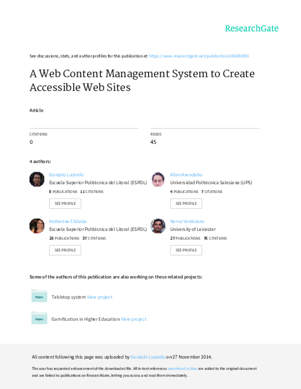 (PDF) A Web Content Management System to Create Accessible Web Sites