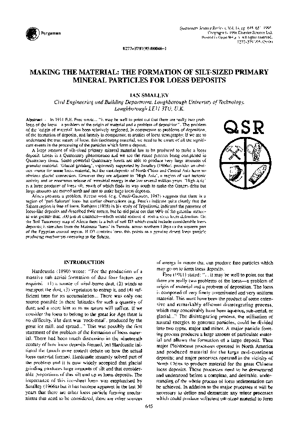(PDF) Making the Material: The Formation of Silt Sized Primary Mineral ...