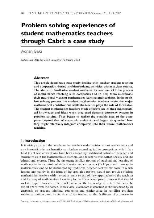 (PDF) Problem Solving Experiences of Student Mathematics Teachers ...
