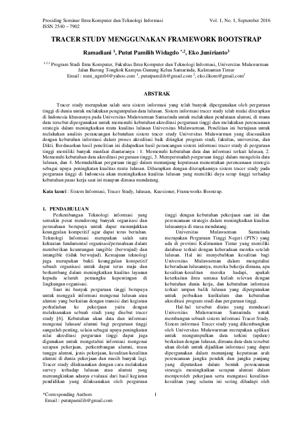 (PDF) TRACER STUDY MENGGUNAKAN FRAMEWORK BOOTSTRAP