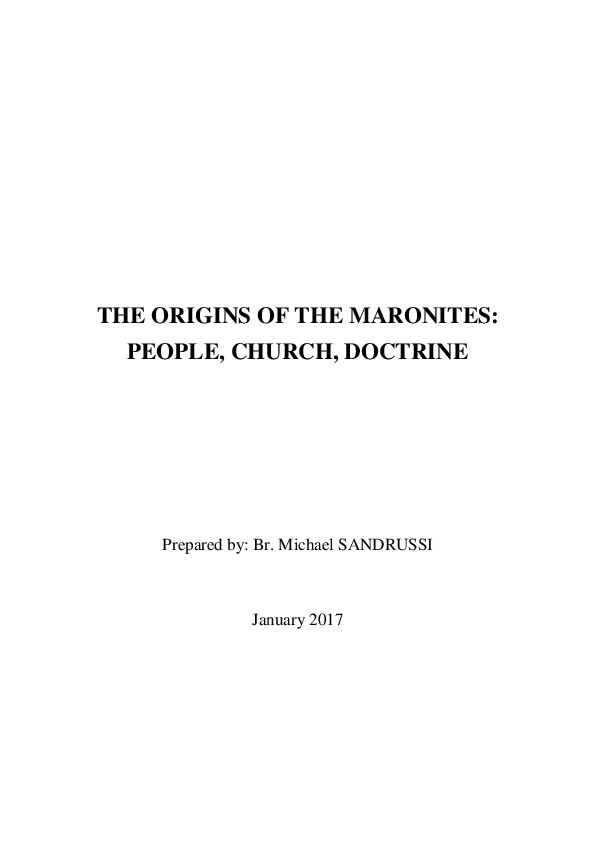 (PDF) THE ORIGINS OF THE MARONITES: PEOPLE, CHURCH, DOCTRINE | Michael ...