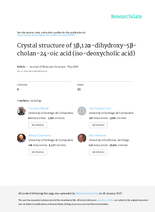 (PDF) Crystal structure of 3β,12α-dihydroxy-5β-cholan-24-oic acid (iso ...