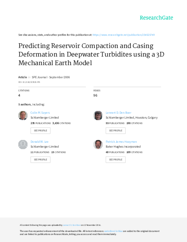 (PDF) Predicting Reservoir Compaction and Casing Deformation In ...