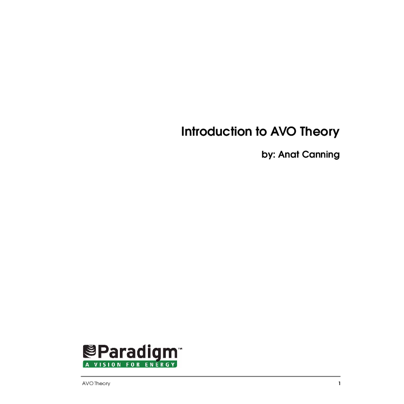 (PDF) Introduction to AVO Theory